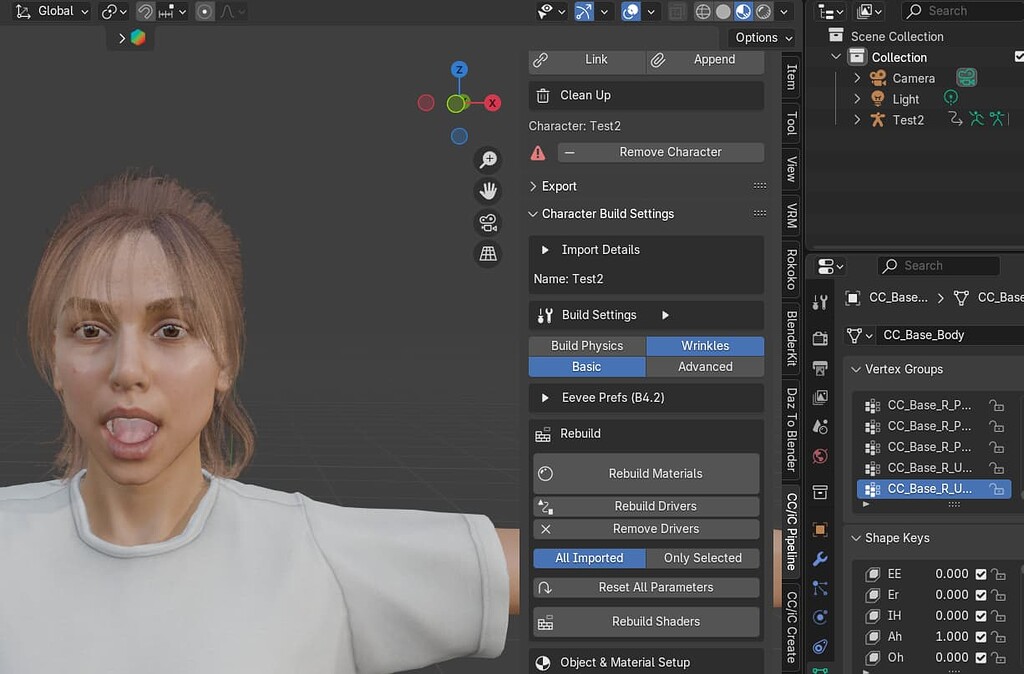 Exporting CC4 model from Blender as GLB shape key doesn't work ...