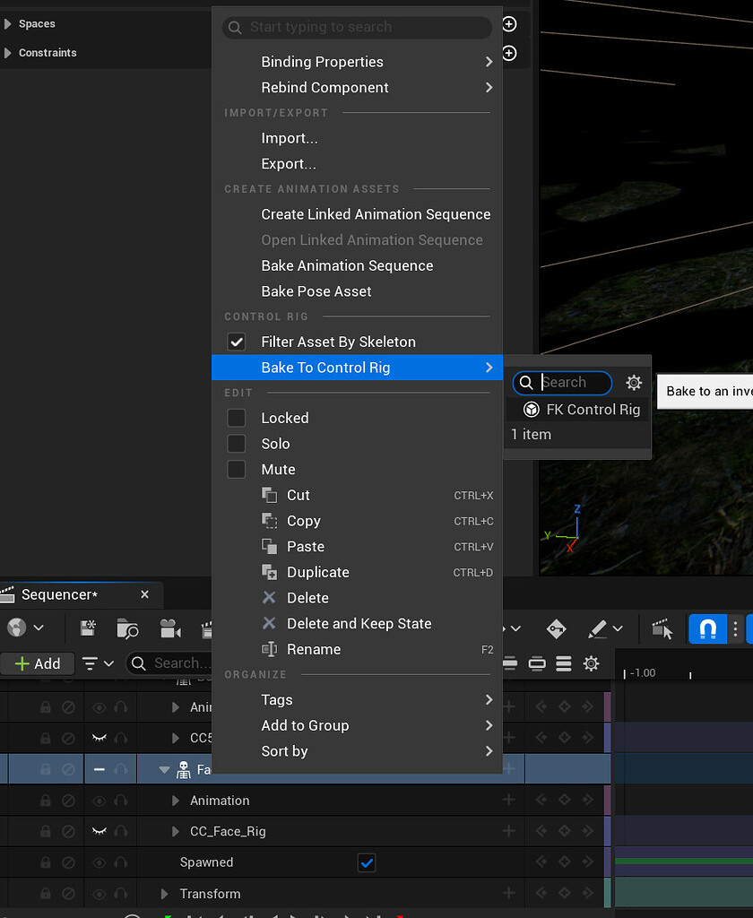 Unreal 5.6 CC Auto Setup 1.41 Unable to "Bake to Control Rig" iClone 8.6.2 facial animations ...