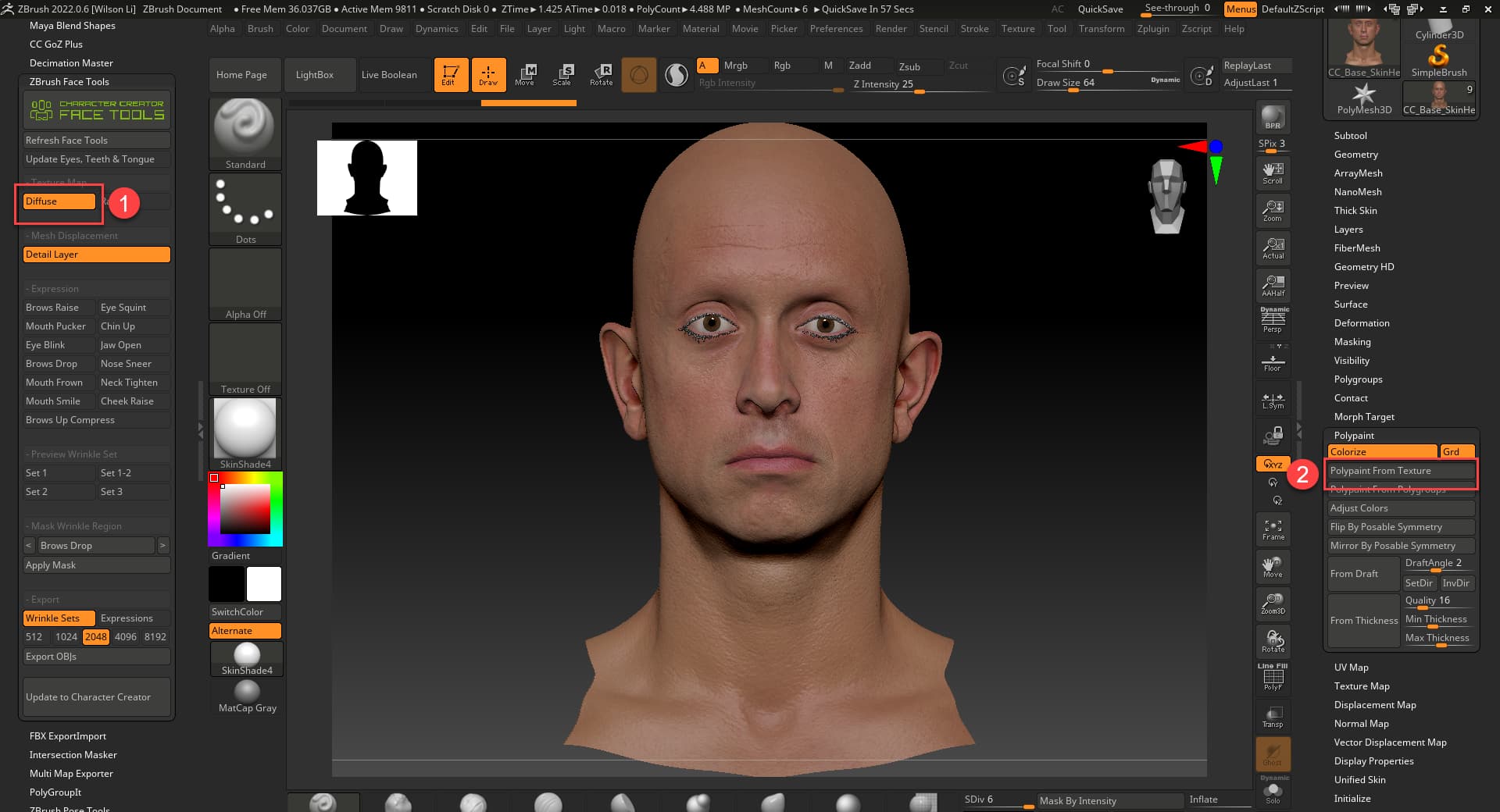 CC4 The Texture in Wrinkle "Diffuse" turns white. - ZBrush - Reallusion ...